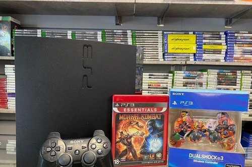 Sony PS3 Slim 160gb Два джойстика + Mortal Kombat
