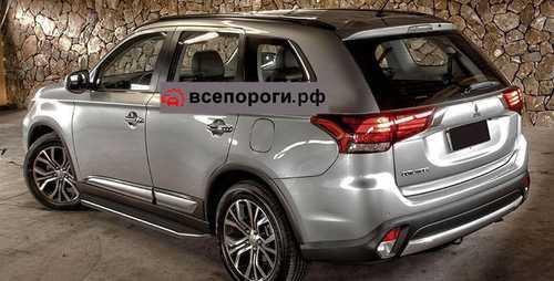 Пороги алюминиевые Премиум на Mitsubishi outlander