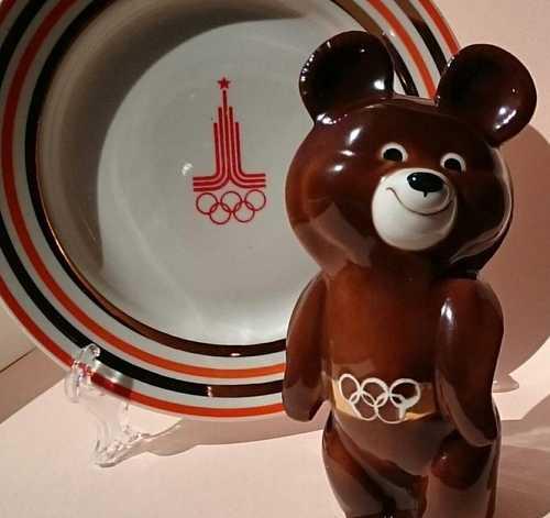 Статуэтка олимпийский мишка фарфор СССР Винтаж