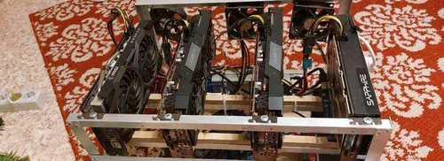 Видеокарты в сборе rx5700 3шт rx470 1шт