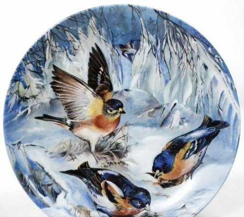 Зяблик птица зима тарелка фарфор Урсула Банд