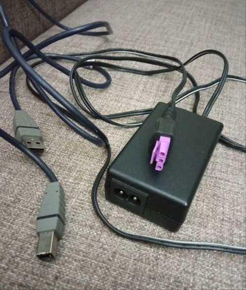 Блок питания и кабель USB для принтера HP
