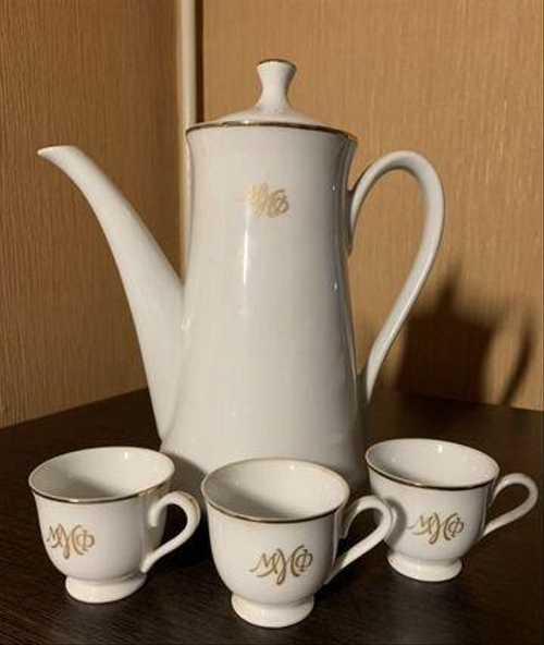 Кофейник и 3 чашки «royal» серия cameo. fine china