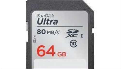 64GB карта памяти Sandisk Ultra sdxc CL10 80MB/s