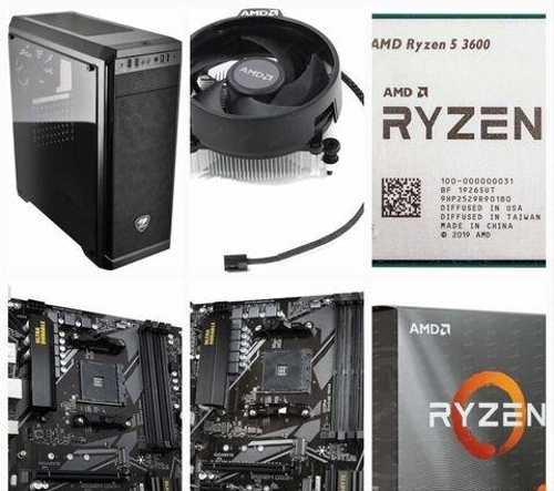 Ryzen 5 3600 + мать gygabite b550m+ корпус