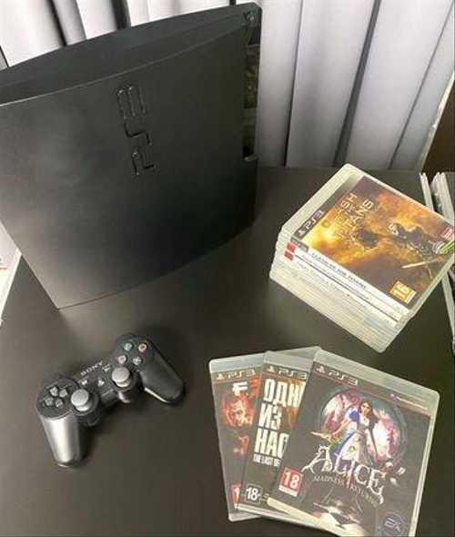 Sony Playstation 3 Slim (Cech-3008B) + 13 дисков