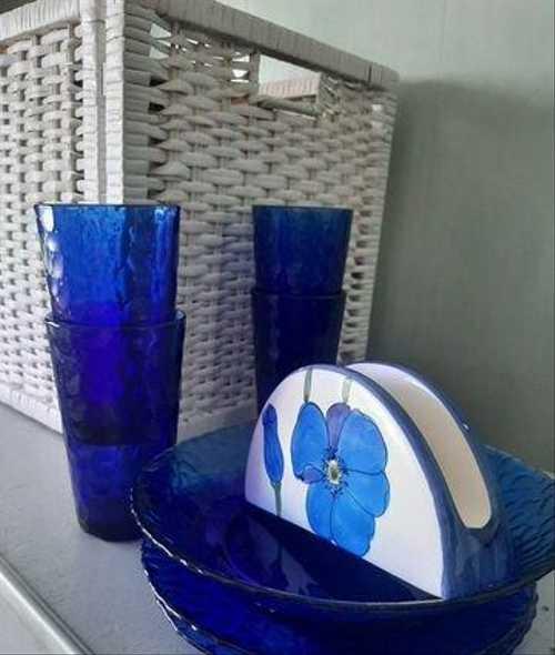 Посуда синее стекло