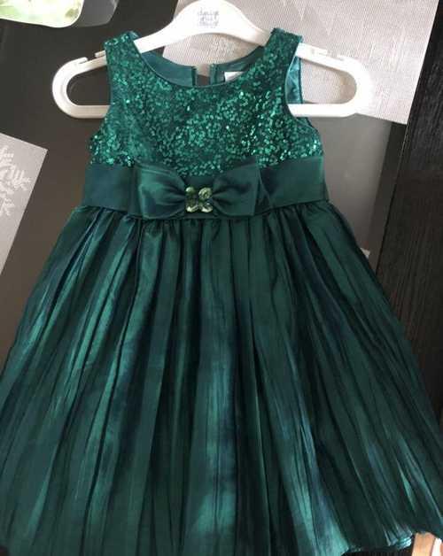 Платье 104/4 года изумрудное/ зеленое