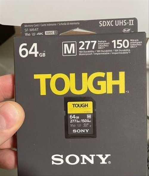 Карта памяти sony tough sdxc 128gb 277r 150w sf m128t t