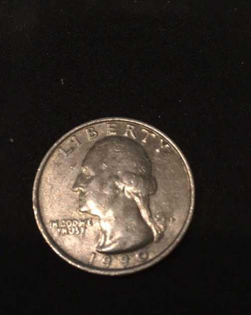 Монета liberty 1/4 dollar 1990