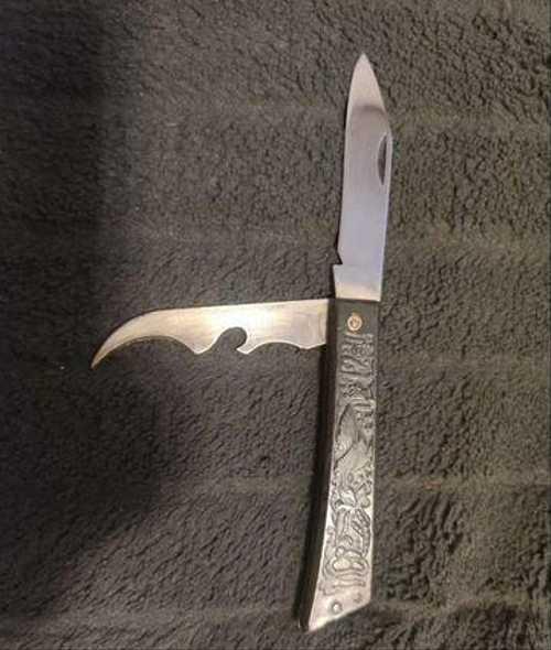 Нож СССР складной, перочинный Рыбки 2в1