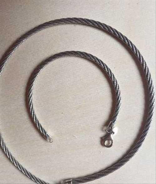 Комплект из серебра Италия, (колье и браслет)