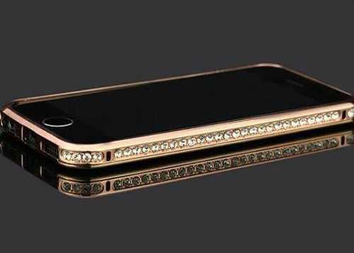 Бампер с кристаллом для iPhone 6 розовое золото