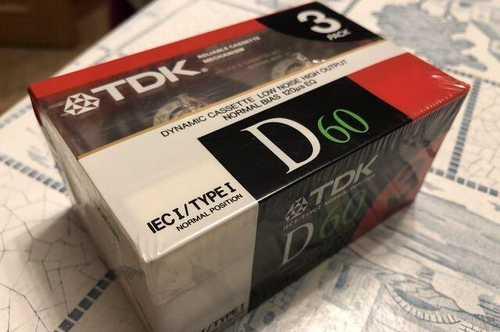 Аудиокассеты TDK D60, новые, в блоке