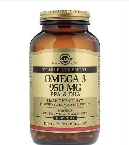 Омега-3 эпк и дгк, Тройная сила, 950 мг, 100 капсу