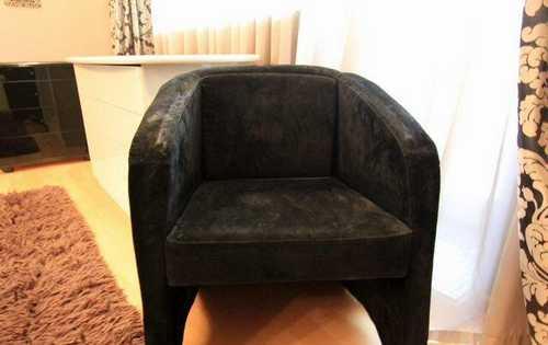 Стильное кожаное (замшевое) черное кресло