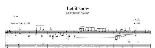 Let it snow (ноты + табы для гитары, pdf, gpx)