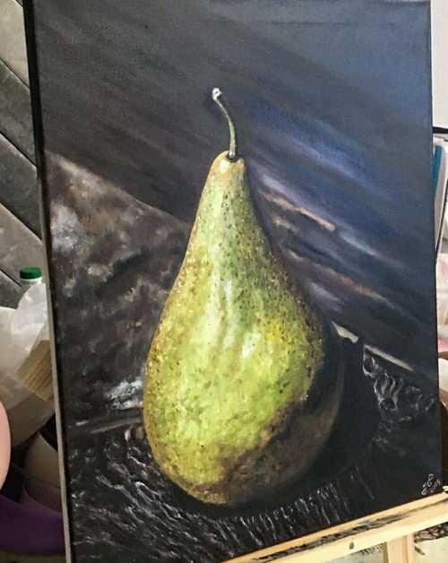 Картина маслом на холсте "Груша". Натюрморт фрукты
