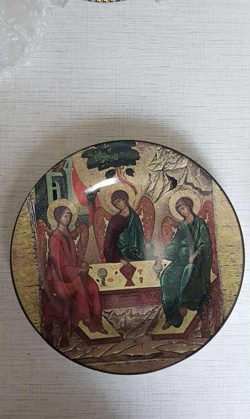 Настенная тарелка декоративная, святая троица, мат