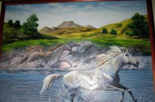 Картина бегущих лошадей, автор Елена Самарская