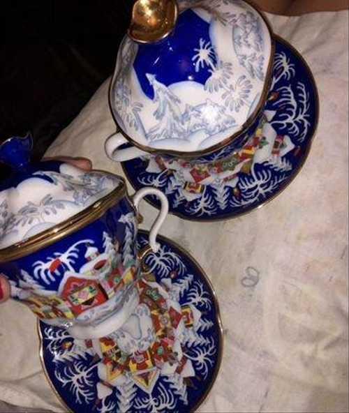 Две чайных пары Воробьевский ‘Зимняя Сказка’ лфз/и