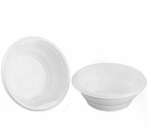 Тарелки одноразовые "Стиролпласт", суповые, белые, 0,5 л, 15 см, 50 штук