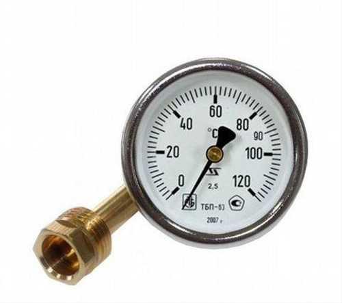 Термометр биметаллический, осевой 0-120С