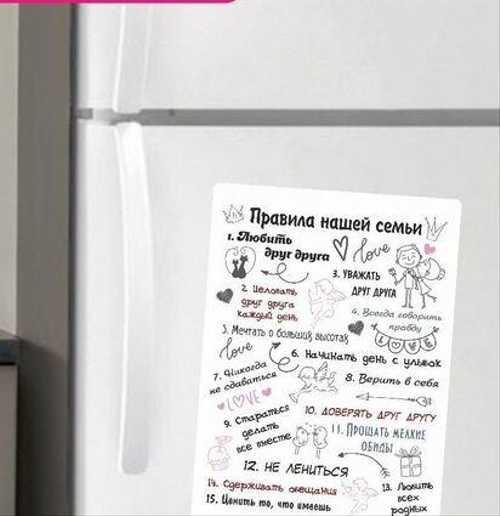 Магнит мотиватор на холодильник Правила дома
