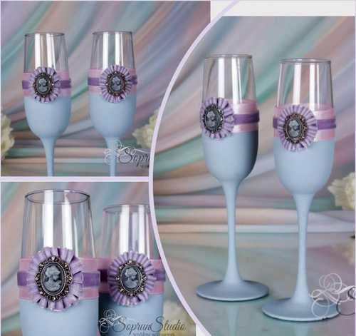 Бокалы на свадьбу серые "Утро в Париже"