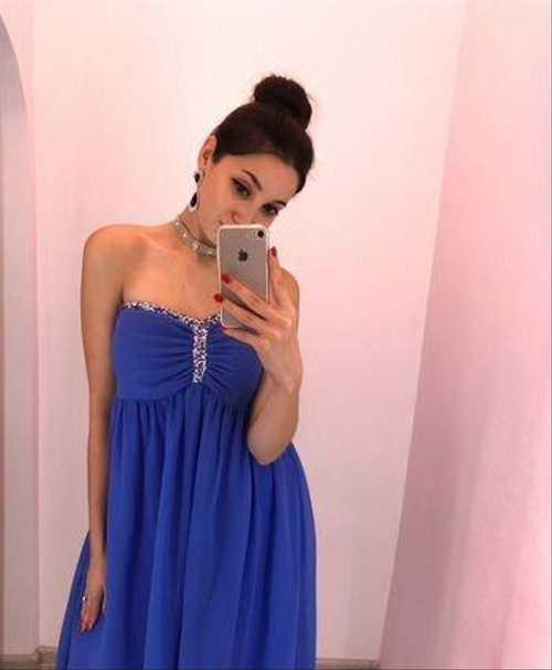 Платье коктейльное синее