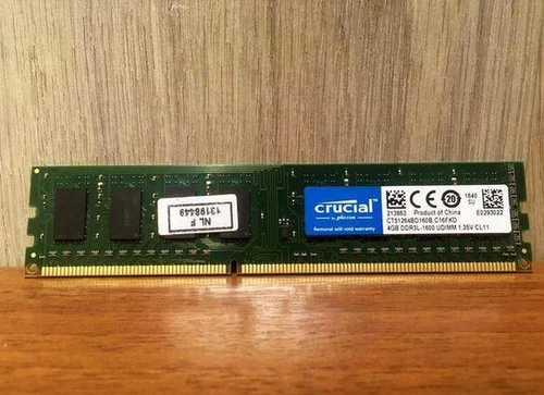 Dimm DDR3L 4GB 1600MHz Crucial CT51264BD160B