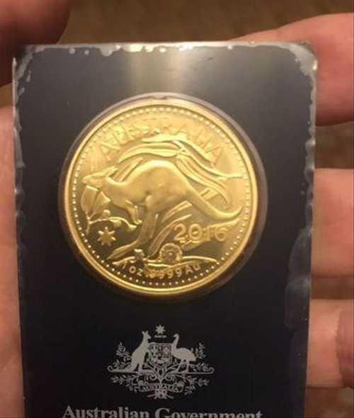 Золотая унцовая монета Австралии Кенгуру
