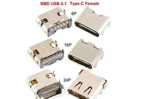Разъемы microUSB 5pin/ Type-C 6/16/24pin SMD