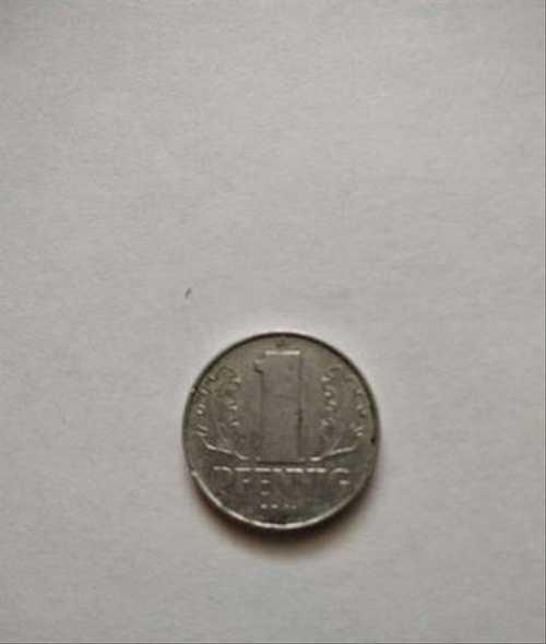 Монета 1 пфенниг гдр