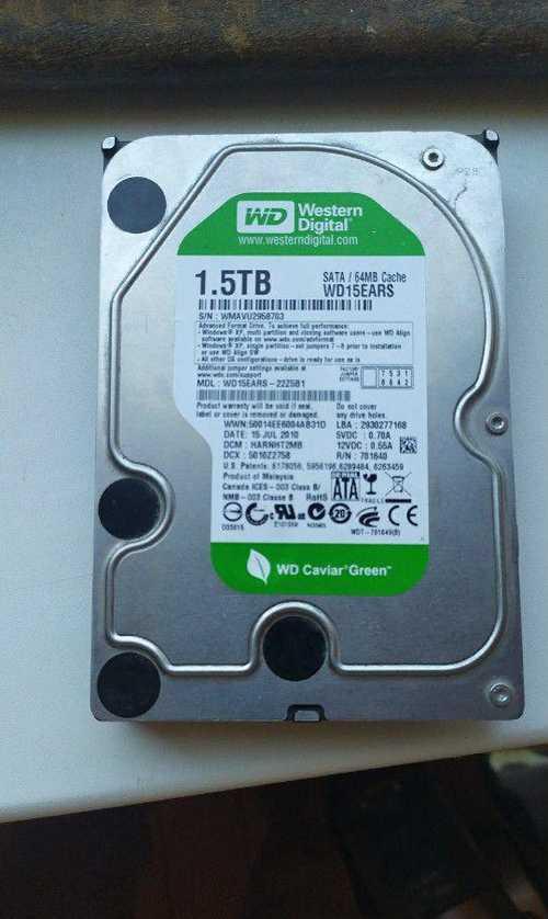 Жесткий диск western digital green 1,5 tb