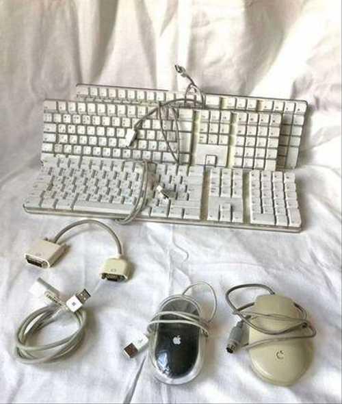 Клавиатура, кабели и мышь Apple