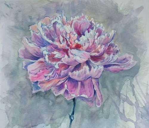Картина цветок акварелью