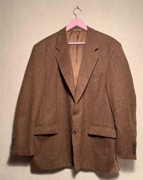 Винтажный твидовый коричневый пиджак