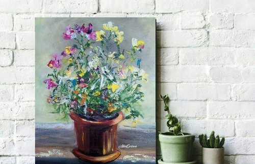 Картина Маслом цветы, картина маслом на холсте
