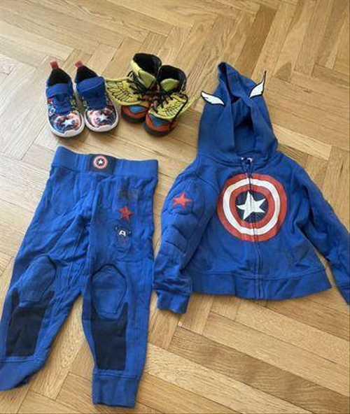 Костюм капитан америка hm кроссовки marvel и adida