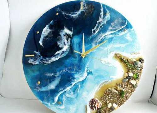 Часы настенные "Море" из эпоксидной смолы