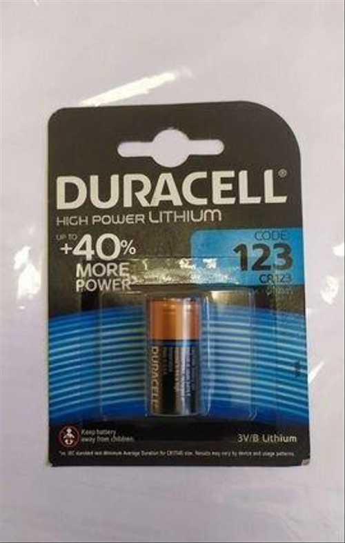 Батарейка литиевая Duracell Ultra, тип CR123, 3В