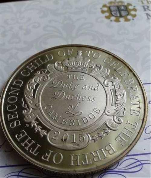 Англия 5 фунтов серебро 2015г. Принцесса Шарлотта