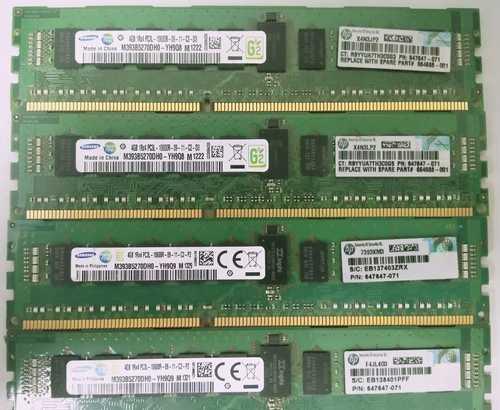 4 модуля по 4 Гб серверной DDR3 REG ECC