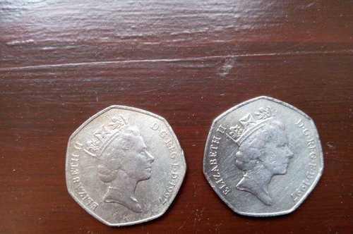 Монеты Великобритания, 50 пенсов, 1997, пожилая