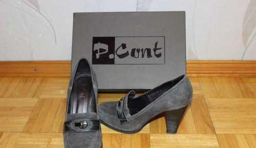 Продаются туфли женские P. Cont серого цвета(замша