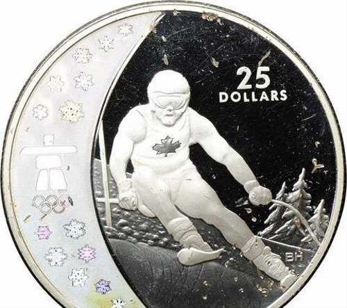 Серебрянная Монета 25 долларов 2007 Горные лыжи Ол