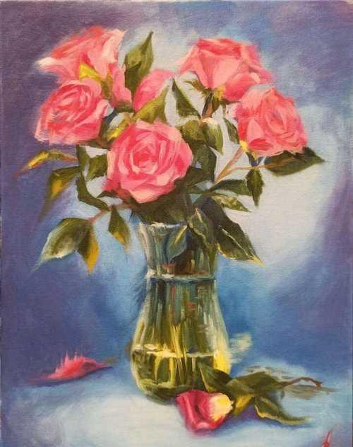 Картина маслом розы