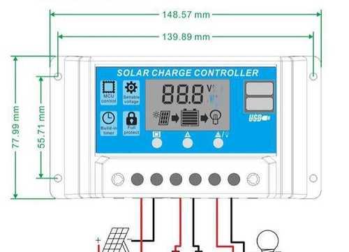 Контроллер PWM для солнечных батарей 15A / 12-24V