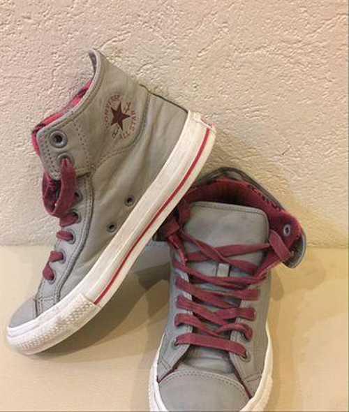 Кожаные утеплённые кеды converse 24см стелька